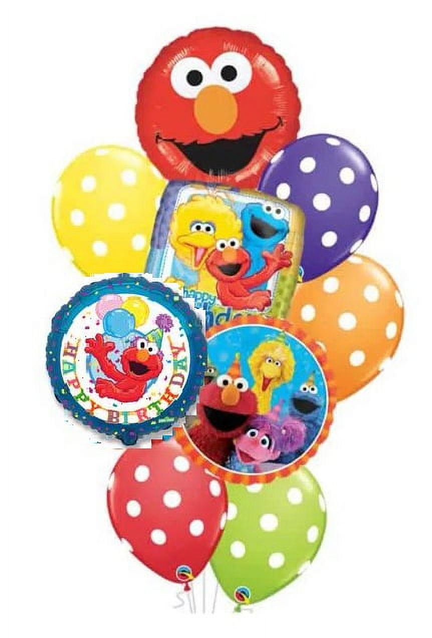 Elmo Sesame Street 9 Piece Birthday Party Mylar Foil and Latex Polka ...