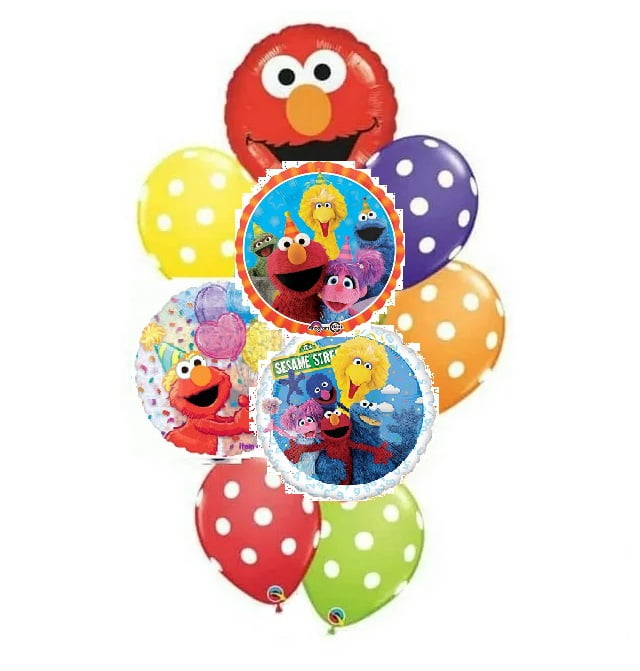 Elmo Sesame Street 9 Piece Birthday Party Mylar Foil and Latex Polka ...
