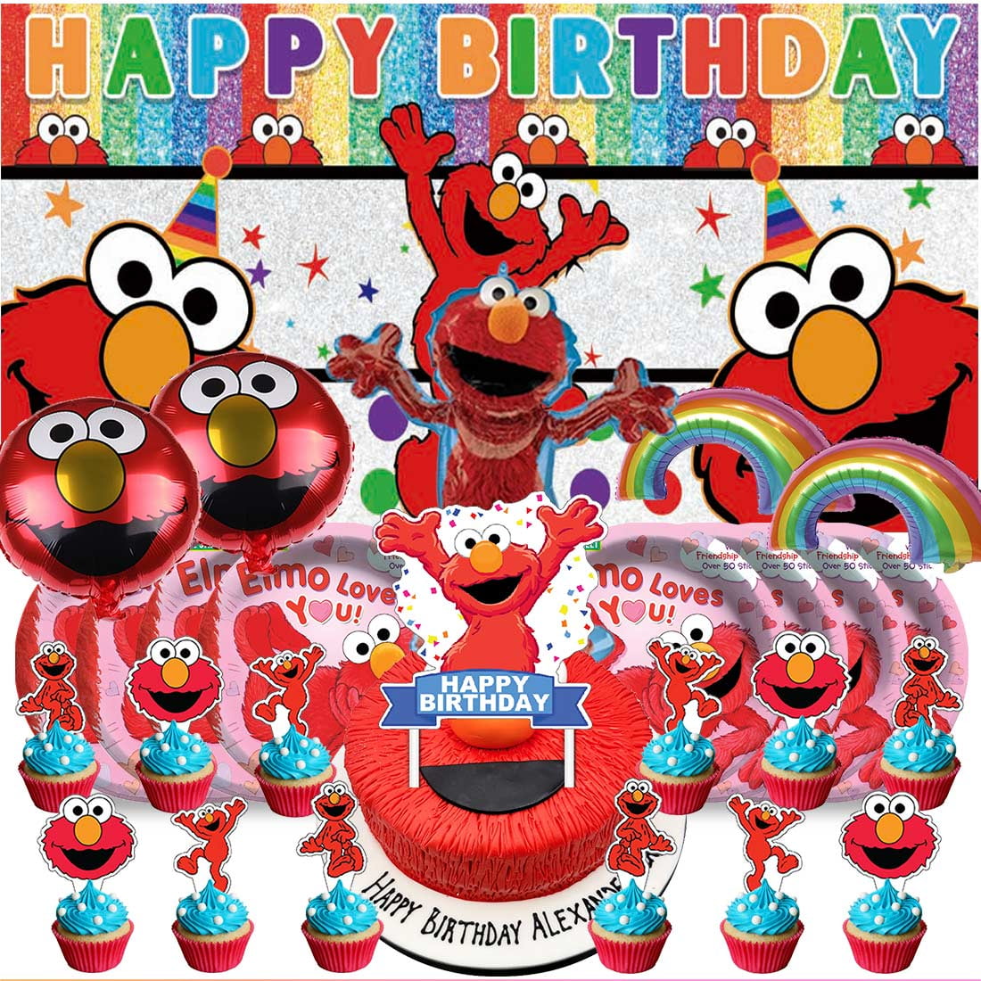 Elmo 1st Tableware Balloons Cake Toppers Backdrop Banner Supplies Party ...