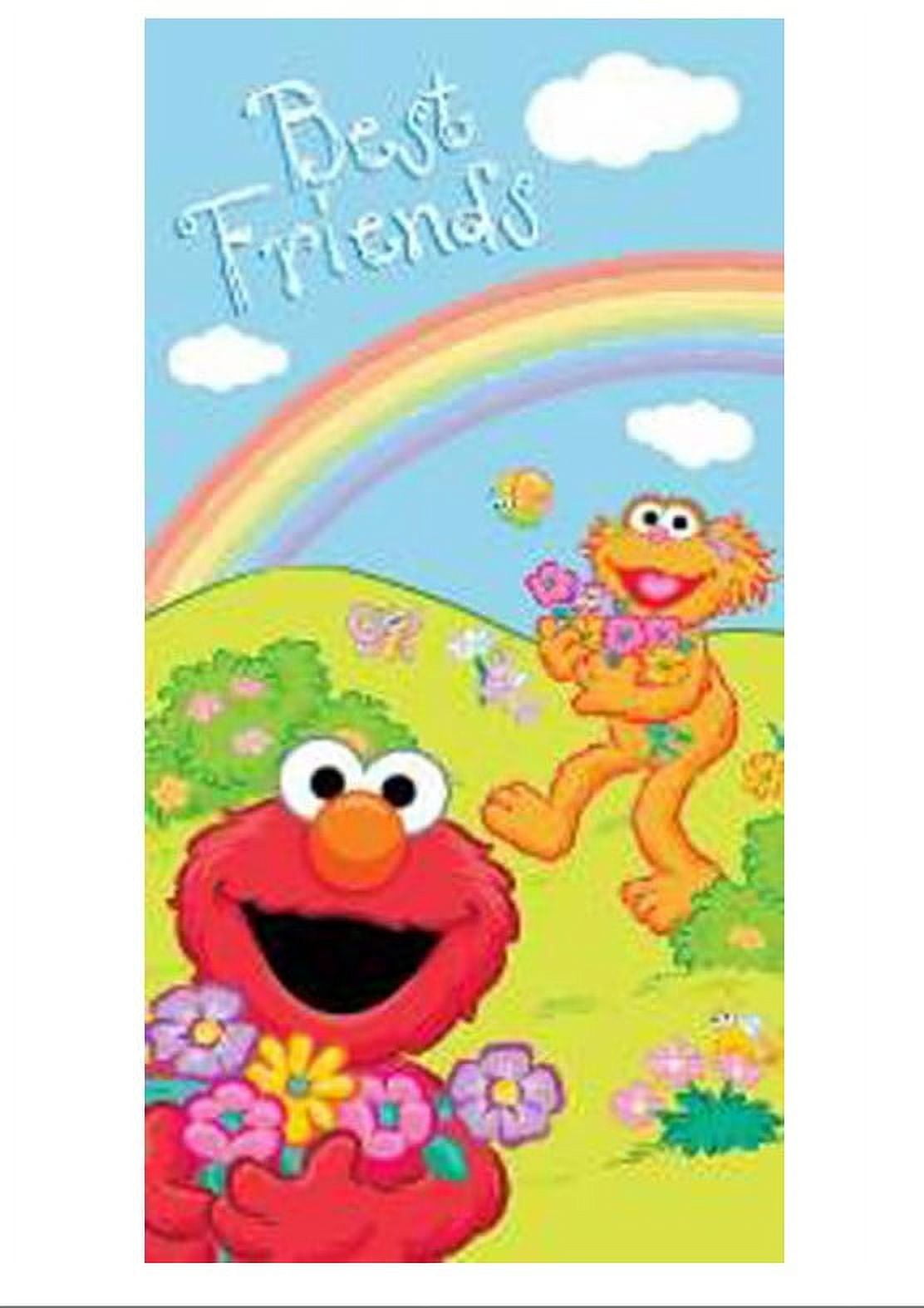 Elmo Towel - Elmo Zoe Playing in the Meadow Beach Bath Towel -Sesame ...