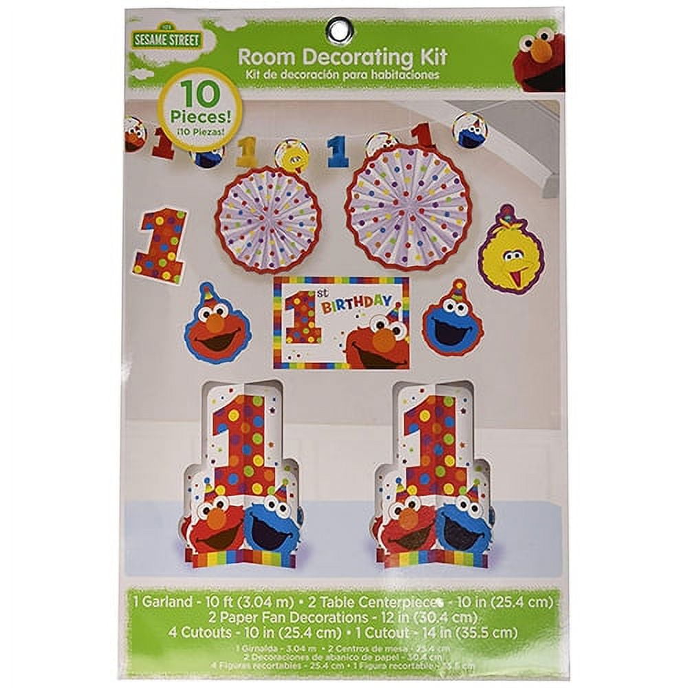 Sesame Street Elmo Turns One Party Decor Cutout Room Decoration Kit ...