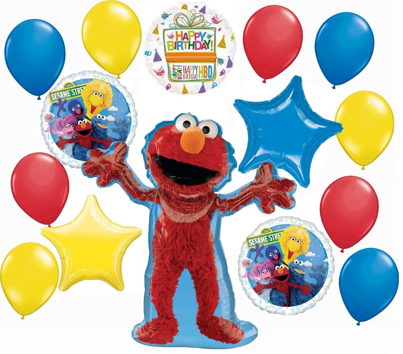 Elmo and Friends Birthday Party Supplies Balloon Bouquet Decorations ...