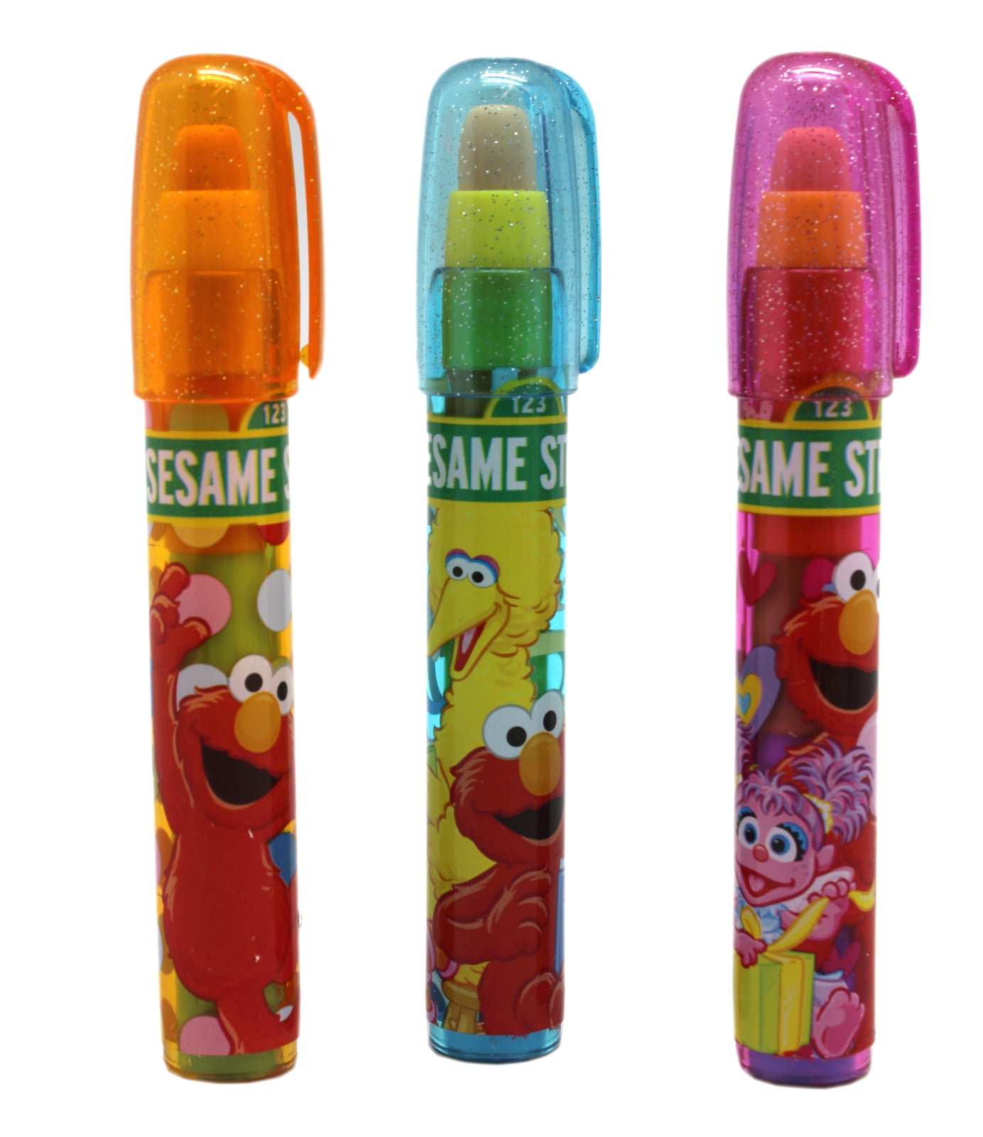 Elmo and Friends Glittery Colored Case Eraser Cartridge Pens (3pc ...