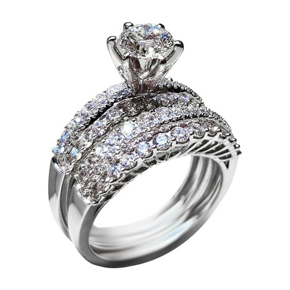 Elneeya Clearance 925 Sterling Silver White Sapphire Bridal Wedding ...