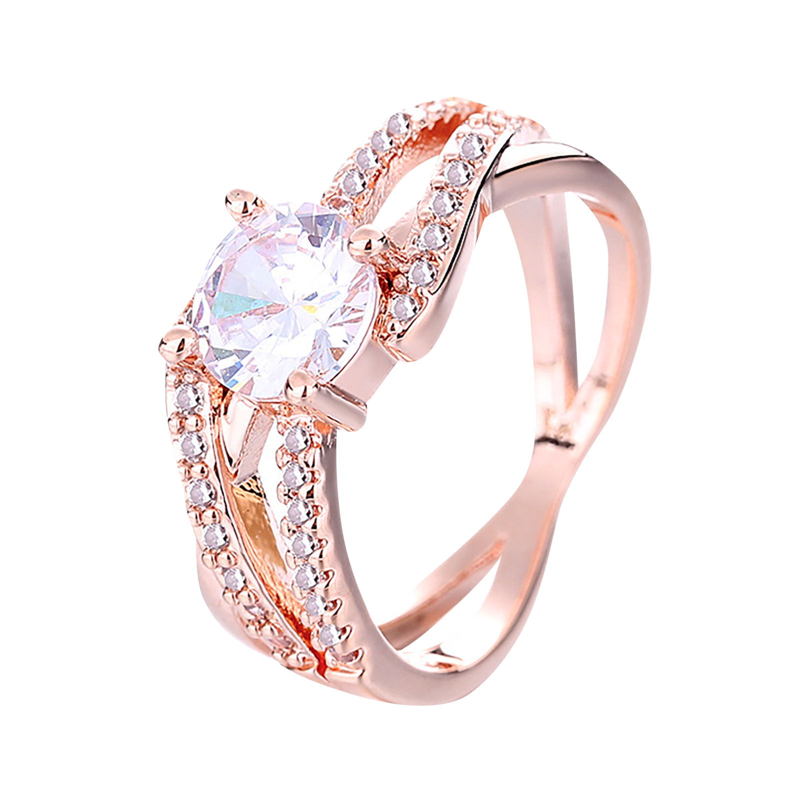 Elneeya Clearance Rings for Women 925 Sterling Silver Round White ...