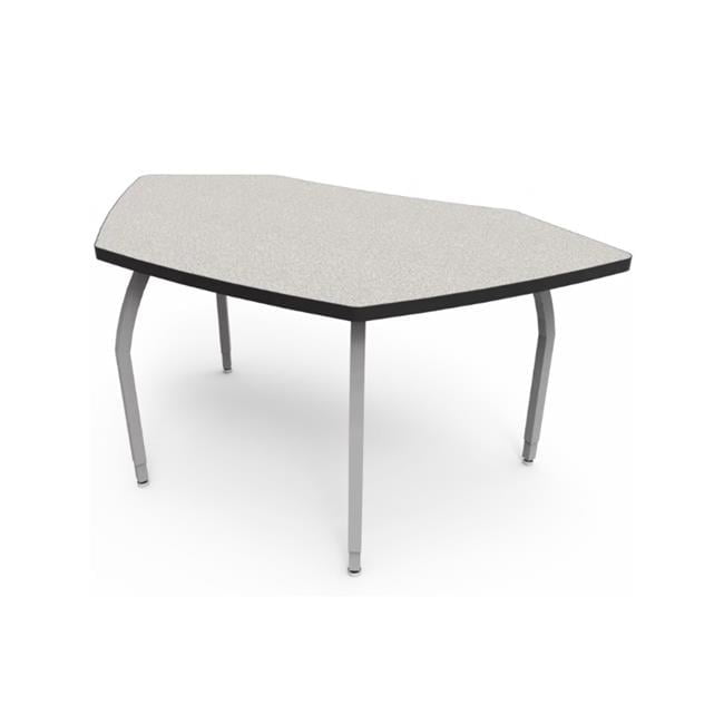 Elo Bridge Table with Grey Nebula Laminate & 4 Junior Adjustable Smooth Silver Legs - 21-26 x 61 ...