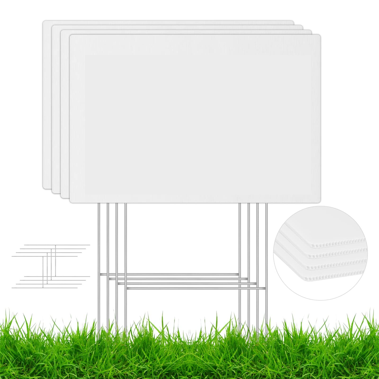 Elodia 4Pcs Blank Yard Signs with H Stakes Smooth Edge Weather-proof ...