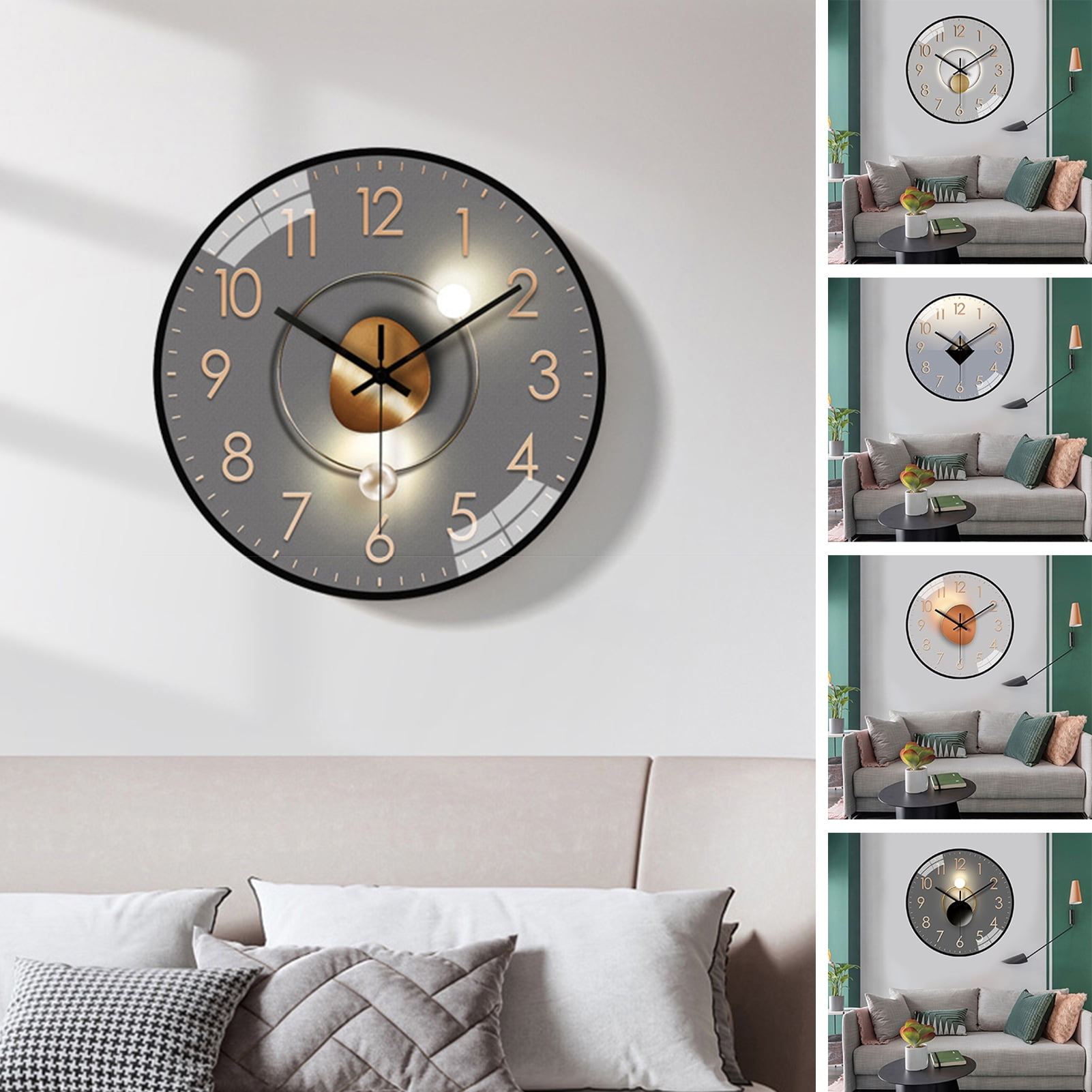 Elodia 8 Inch Modern Wall Clock Silent Non-Ticking Battery Operated ...