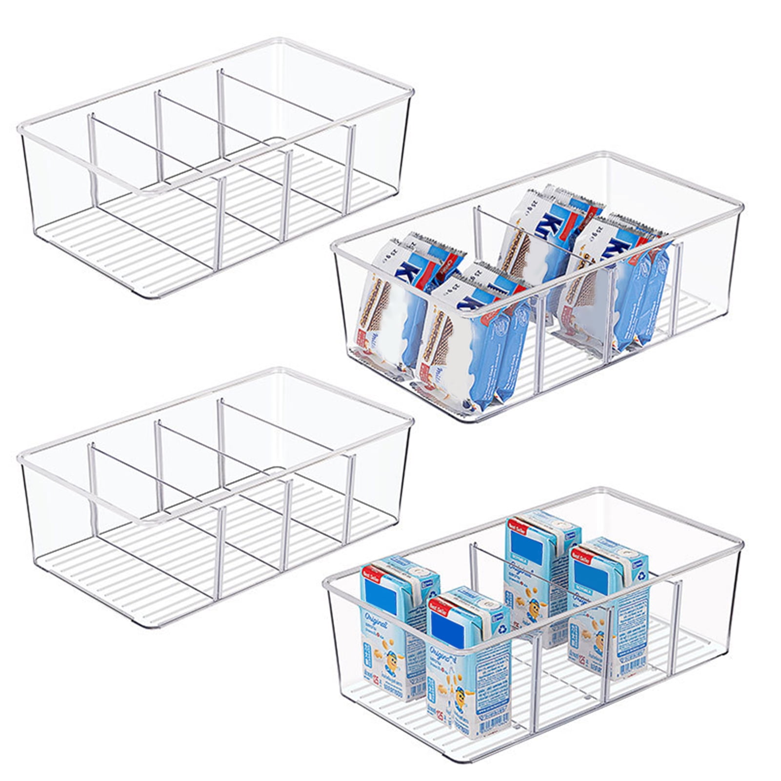 Elodia Clear Storage Box Stackable Large Capacity 4 Compartments ...