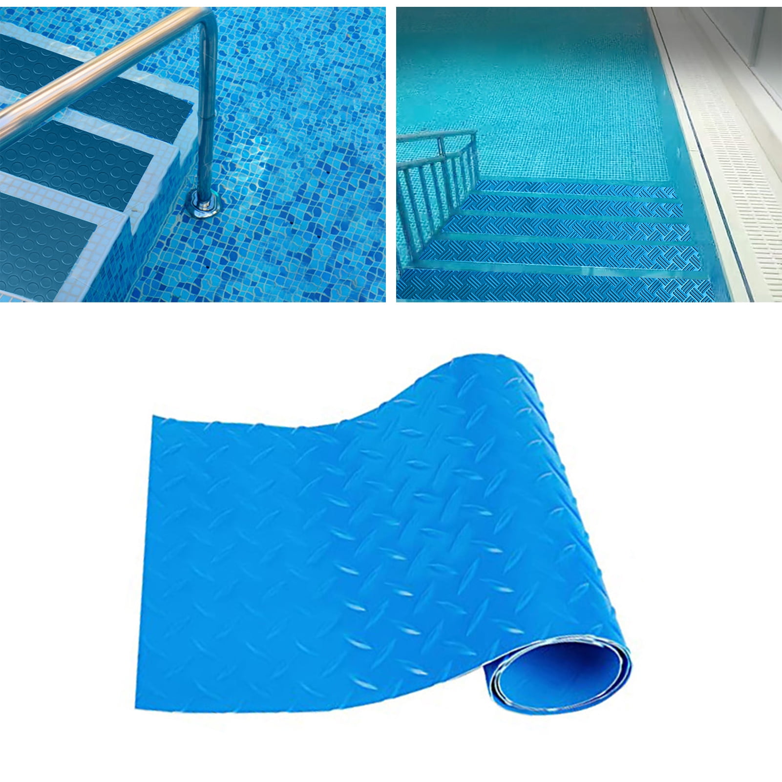 Elodia Pool Stair Mat Easy to Cut Large Particle PVC Swimming Pool Step Mat with Non-Slip ...