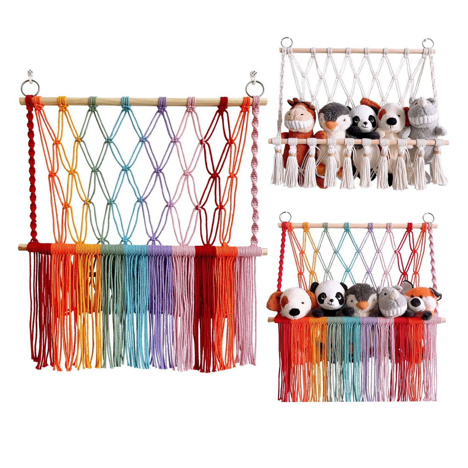 Elodia Stuffed Animal Toy Storage Rack Wall Hanging Net Tassel Design ...