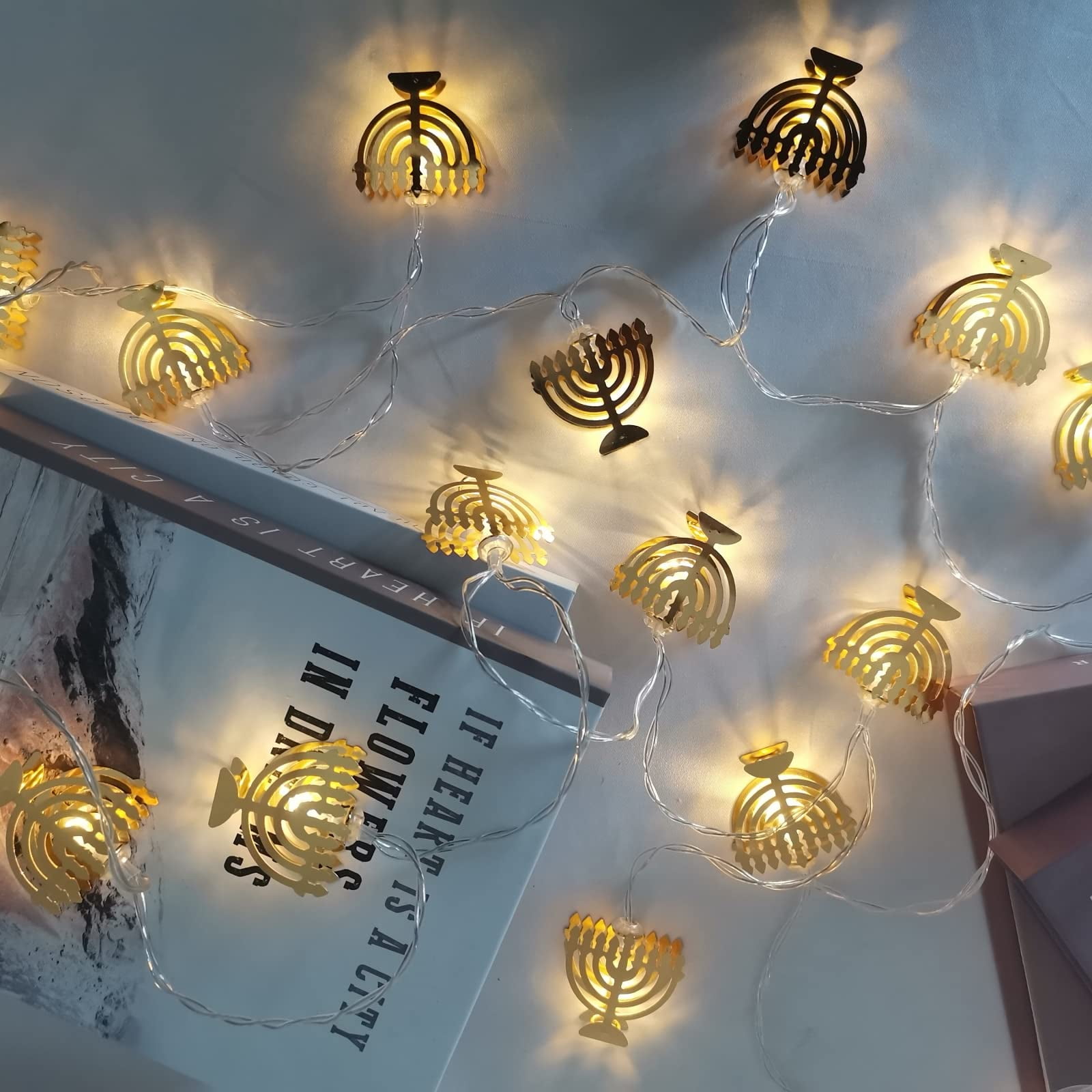 ElodieAu 10ft Chanukah Decorative String Lights, 20 LED Warm White Nine ...