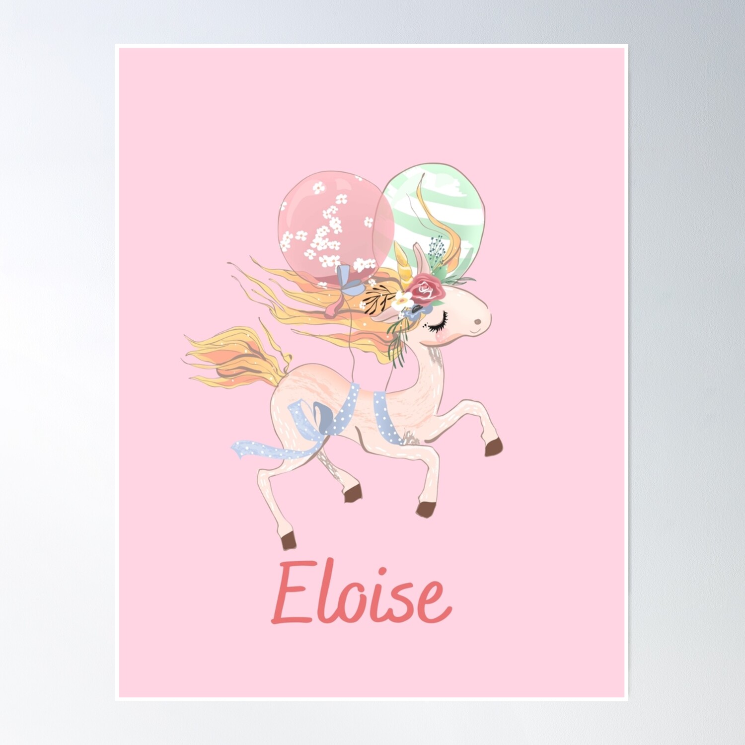 Eloise Carrousel Horse Girls Name Poster Wall Art, Modern Wall Decor ...