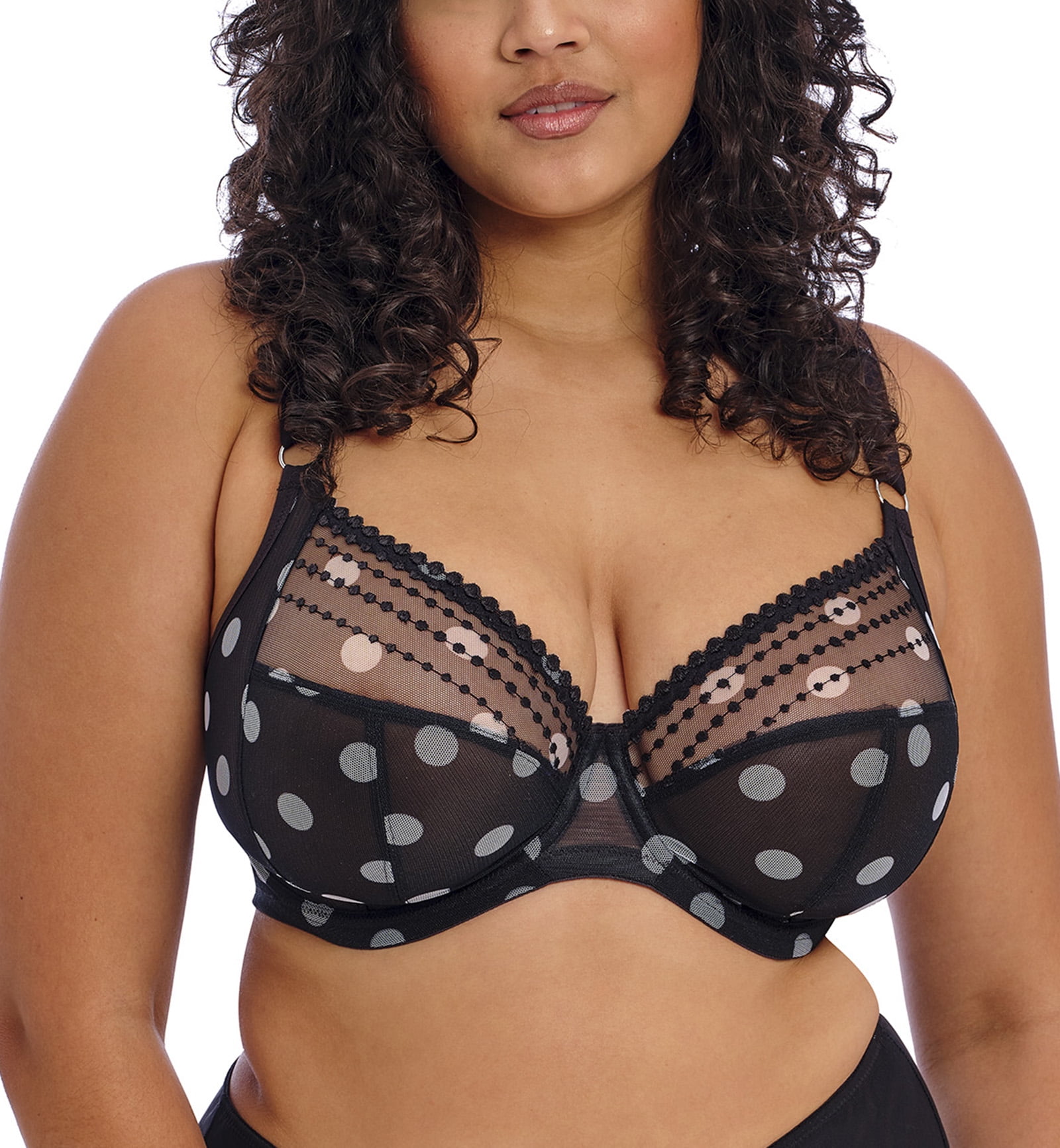 Elomi Matilda Banded Plunge Underwire Bra (8900),40GG,Black Dot - Walmart.com