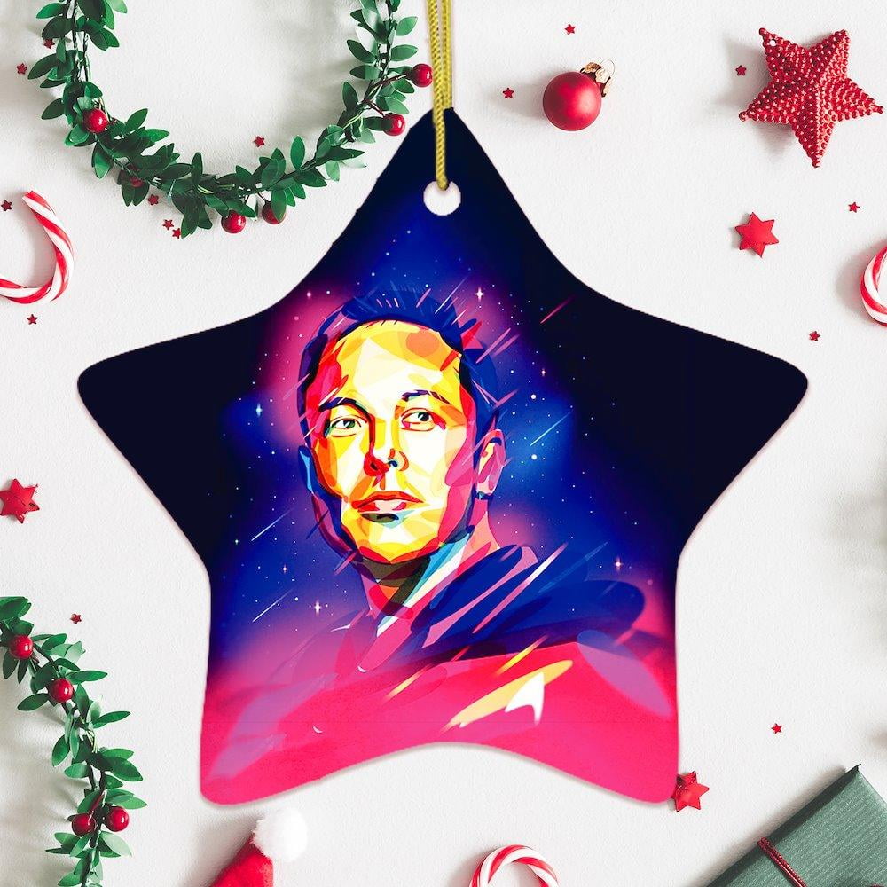 Elon Musk Christmas Ornament, Abstract Digital Art Tesla and SpaceX ...