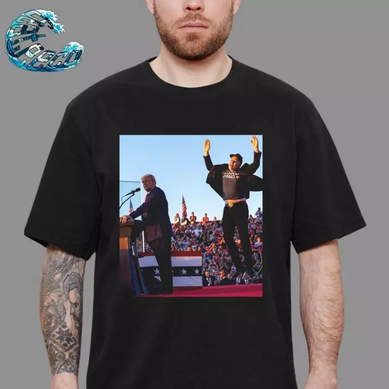 Elon Musk Iconic Image With At PA Rally A Photo Black Shirt - Walmart.com