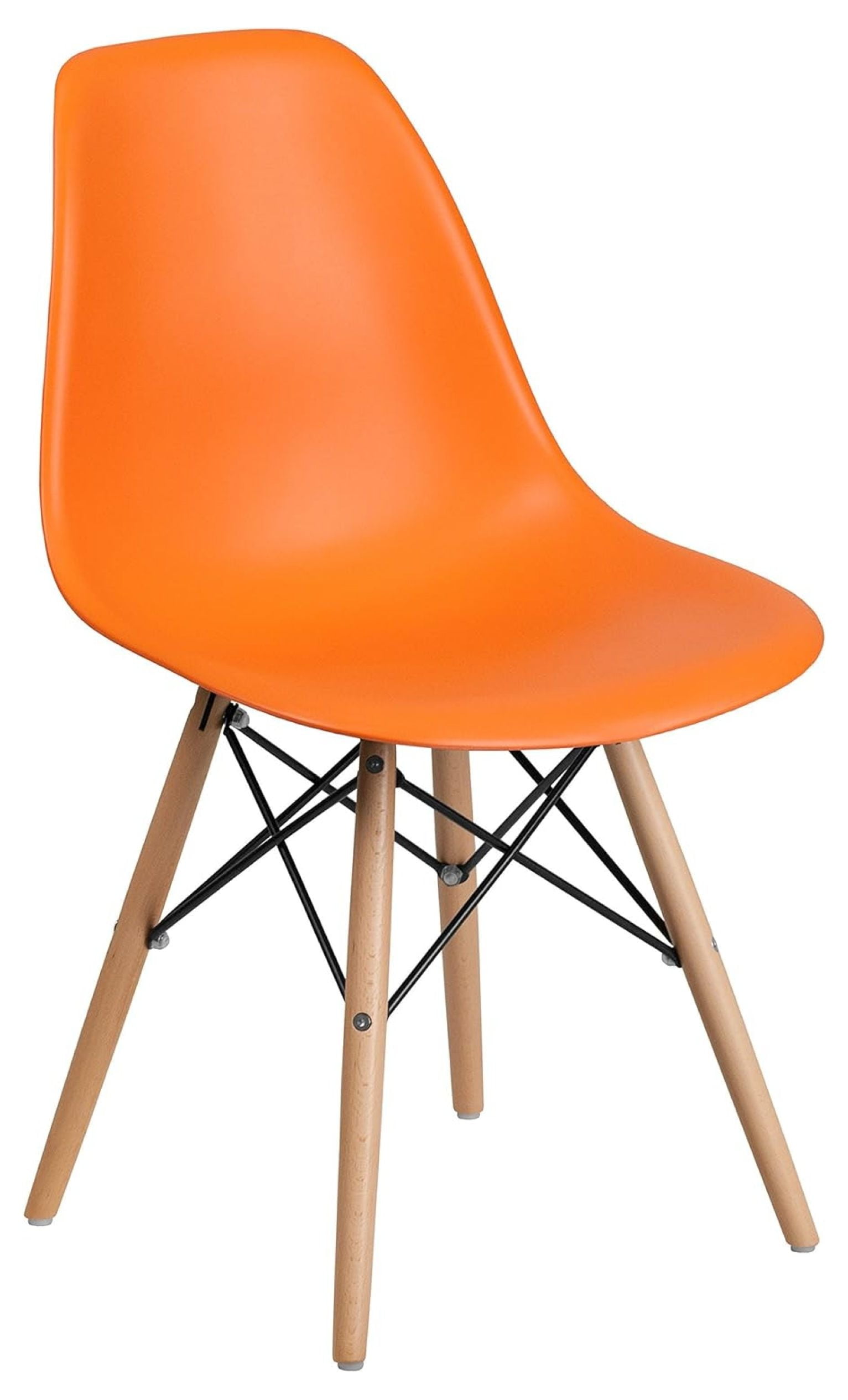 Elon Series Orange Plastic Chair with Wooden Legs for Versatile Kitchen ...