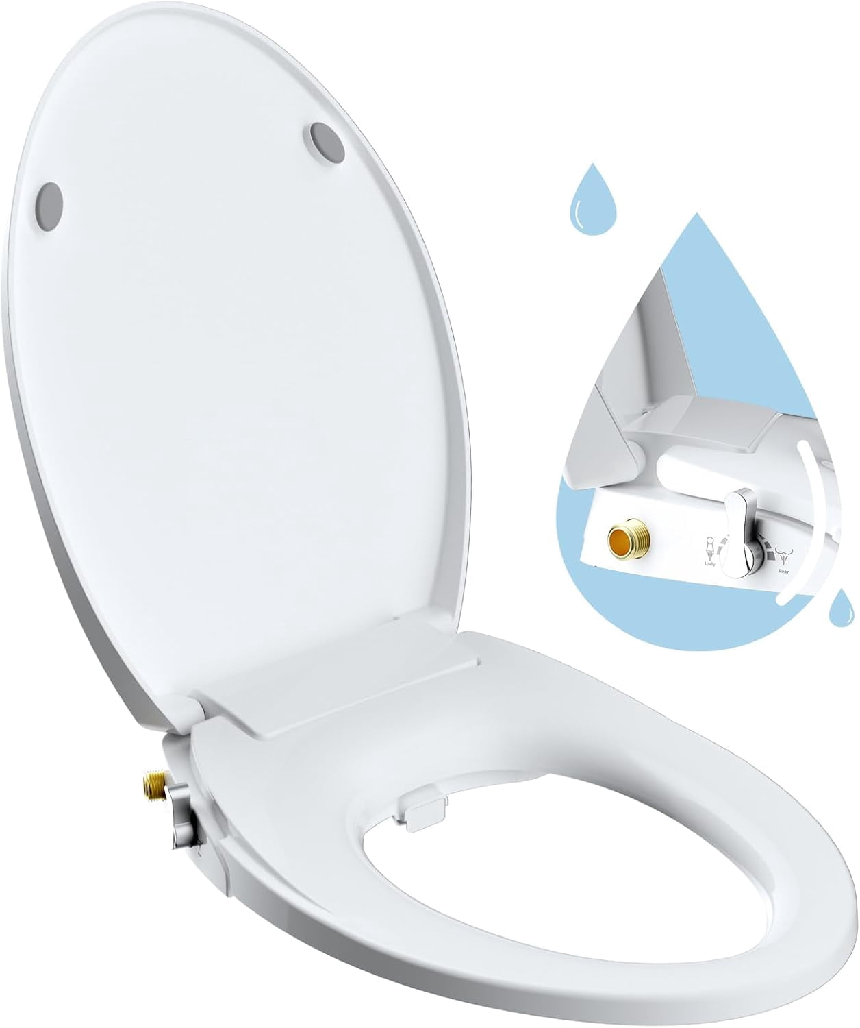 Elongated Bidet Toilet Seat with Slow Close, Non-Electric Bidet ...