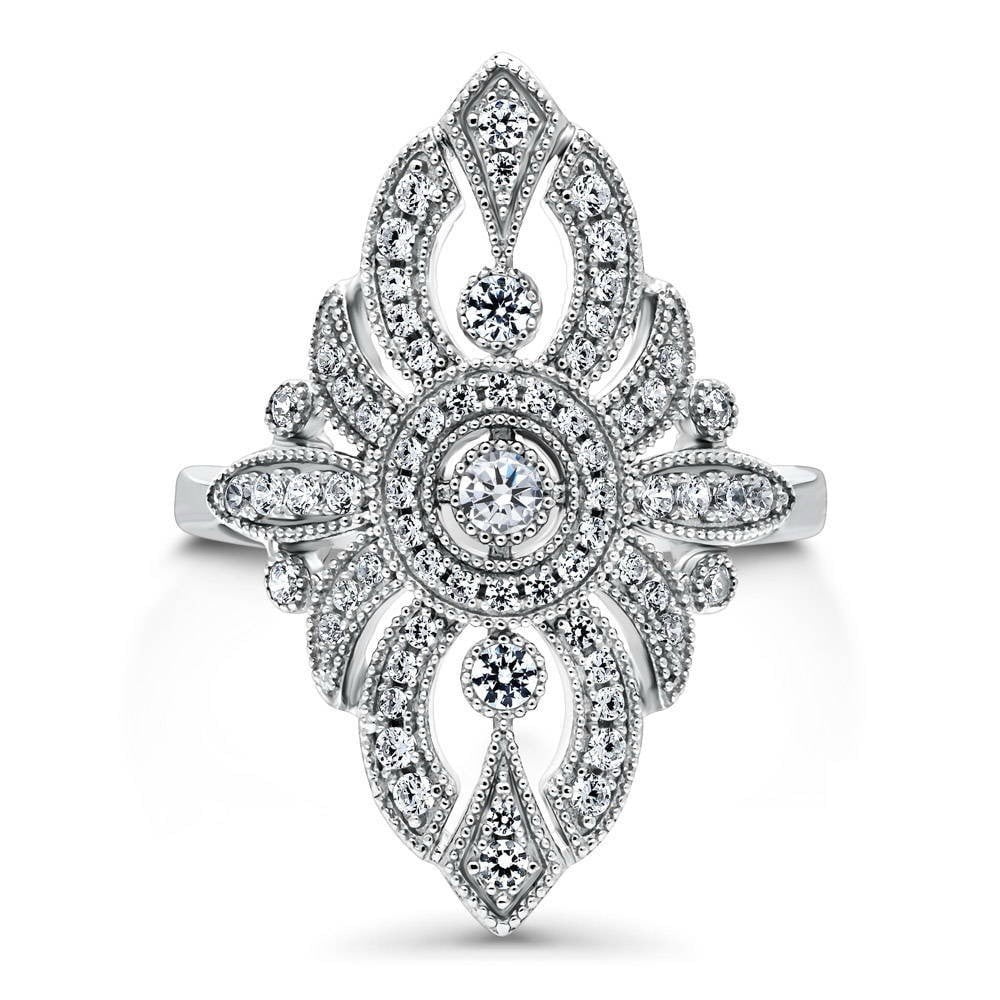 Elongated Dinner Diamond Ring, Antique Navette Engagement Ring ...