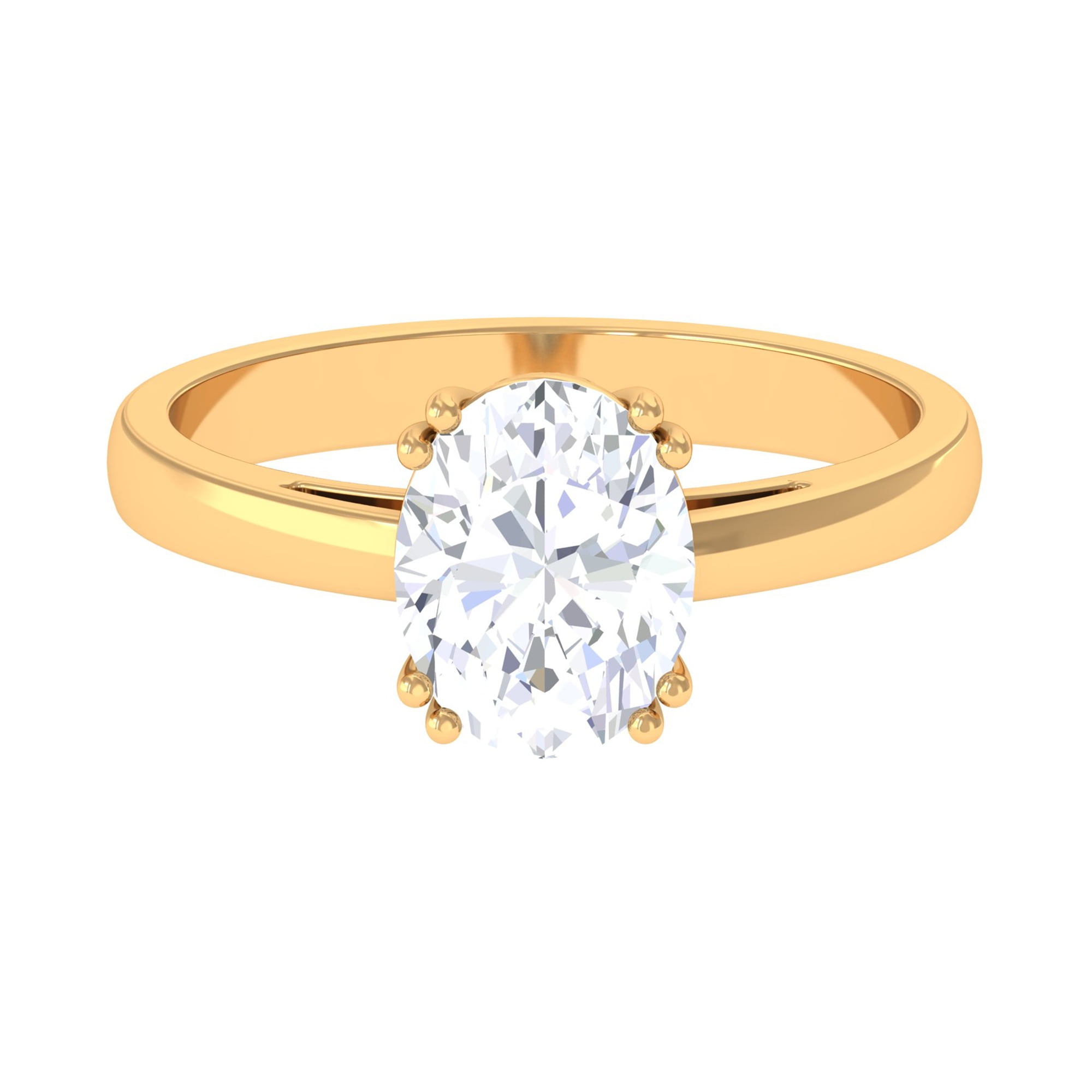 Elongated Oval Cut Moissanite Solitaire Engagement Ring - 7X9 mm - 2 Ct ...