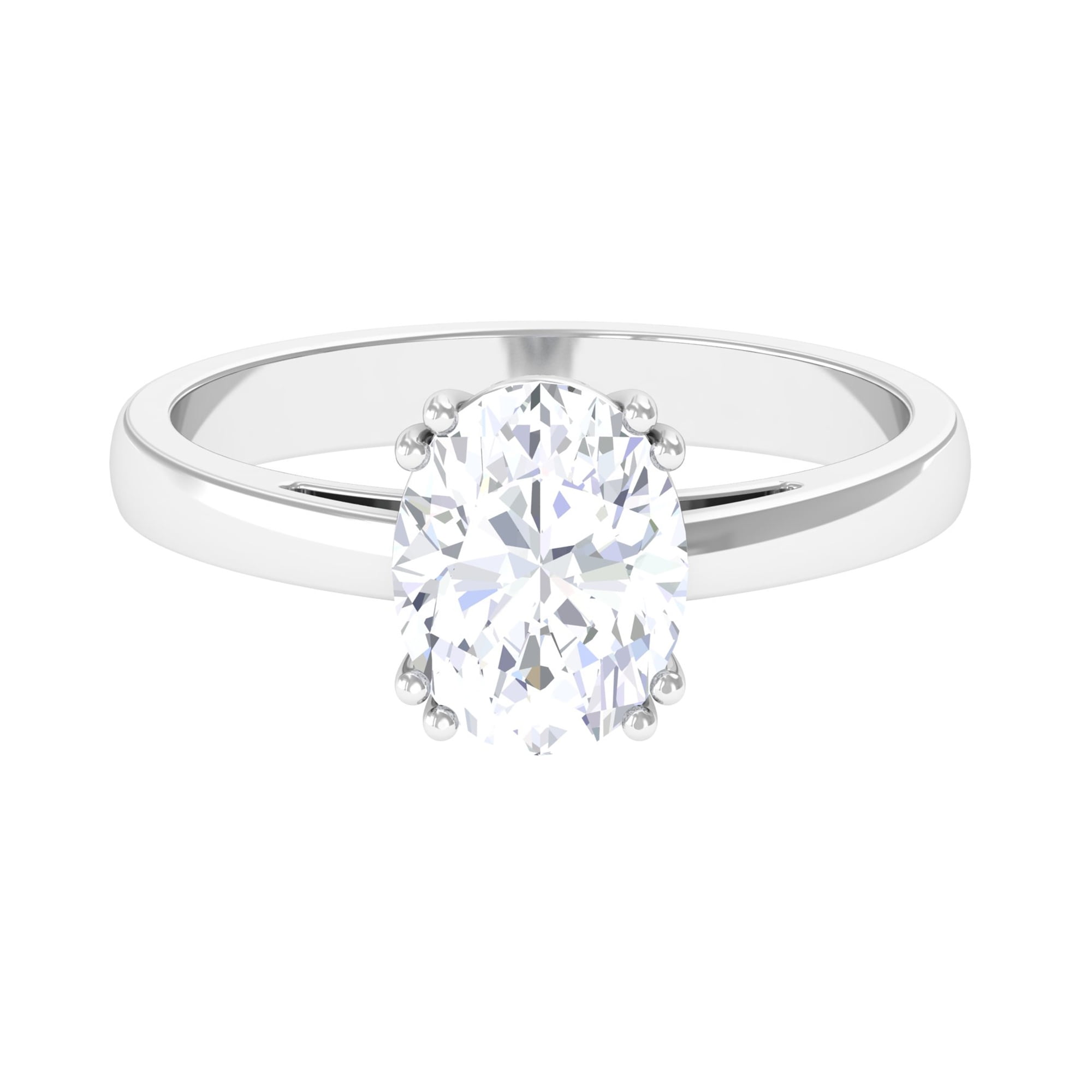 Elongated Oval Cut Moissanite Solitaire Engagement Ring - 7X9 mm - 2 Ct ...