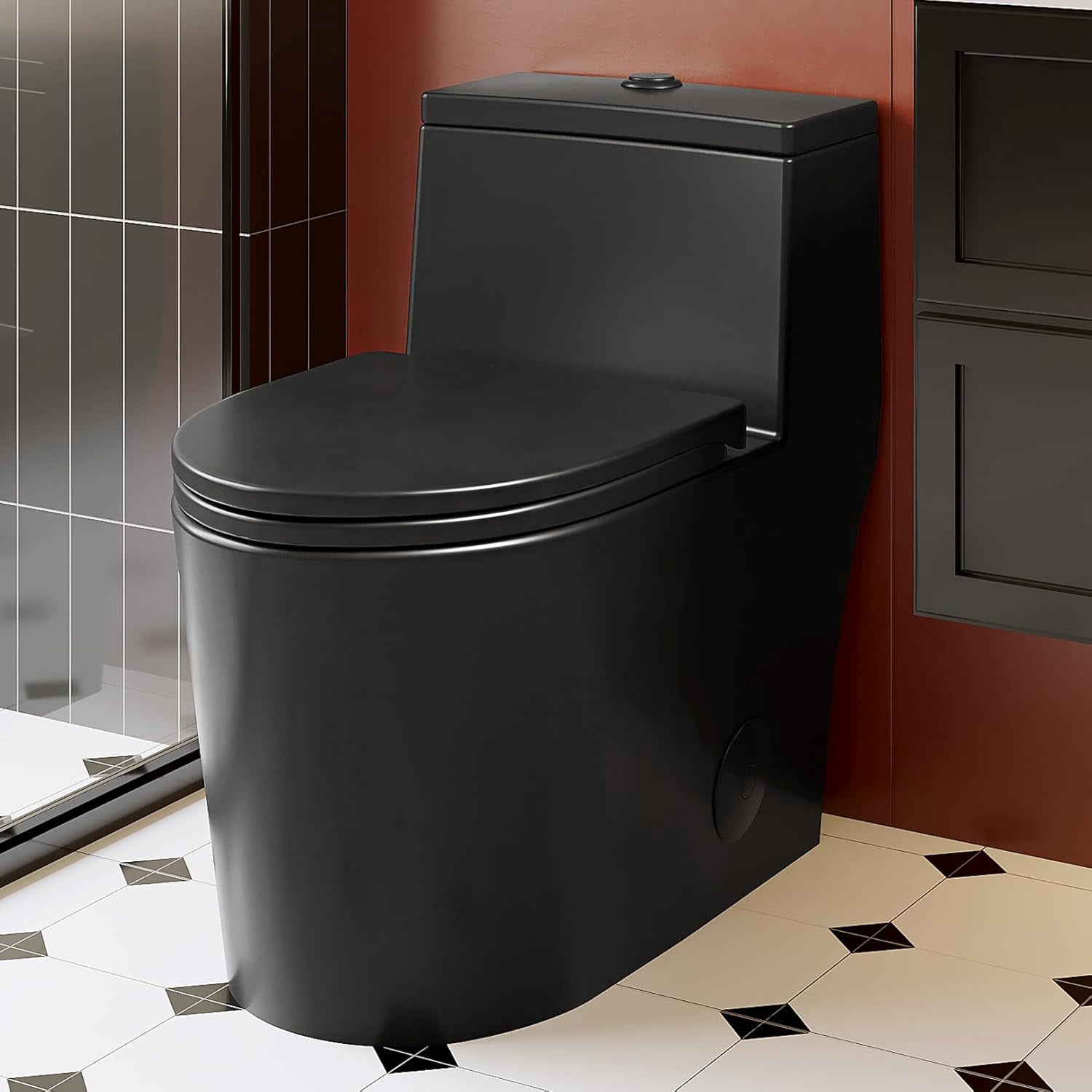 Elongated Piece Toilet with Soft Closing Seat Rough-In Modern Toilet ...