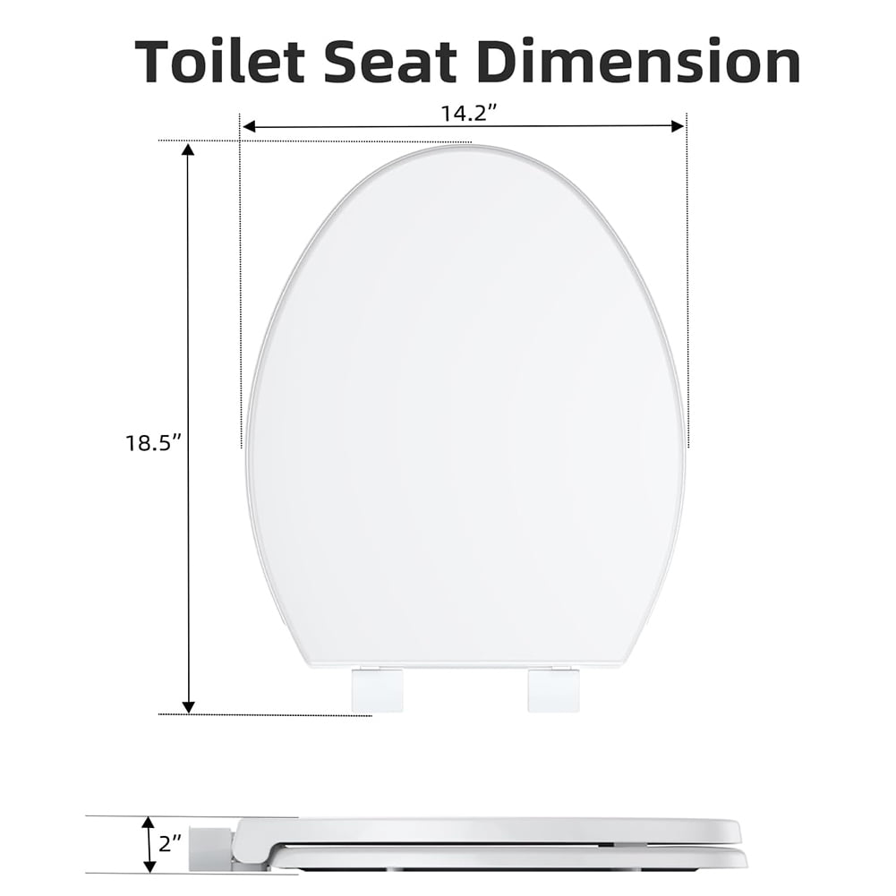 Elongated Round White Toilet Seat, Slow Soft Close Magnets Down Lock ...