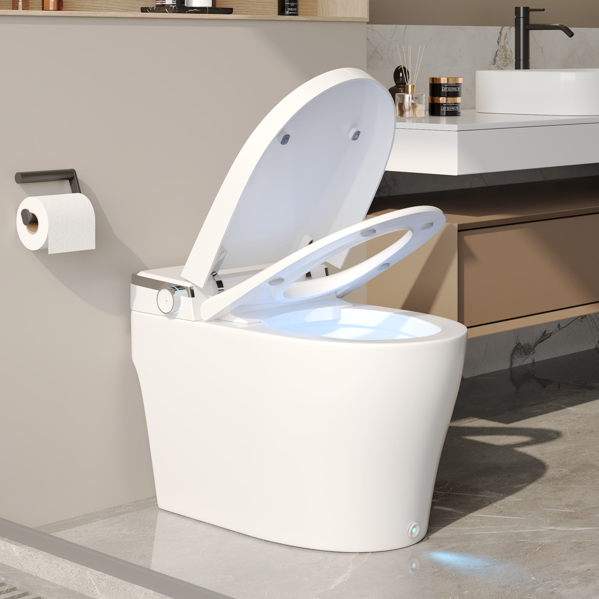DV-1S0029 Elongated Smart Toilet Bidet in White with Remote, Blackout ...