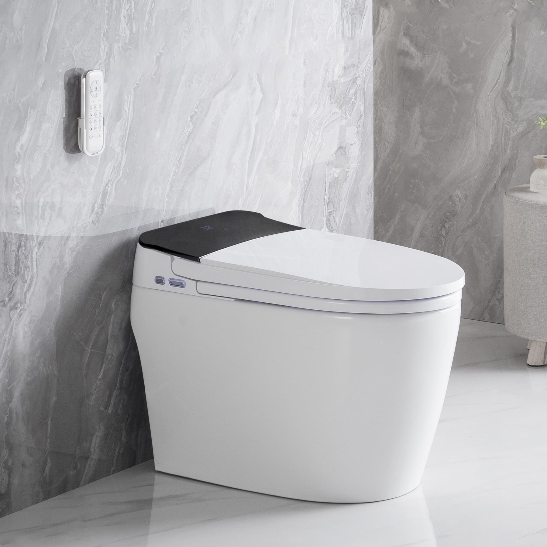 Elongated Smart Toilet with Elongated Heated Bidet Seat, Intelligent ...