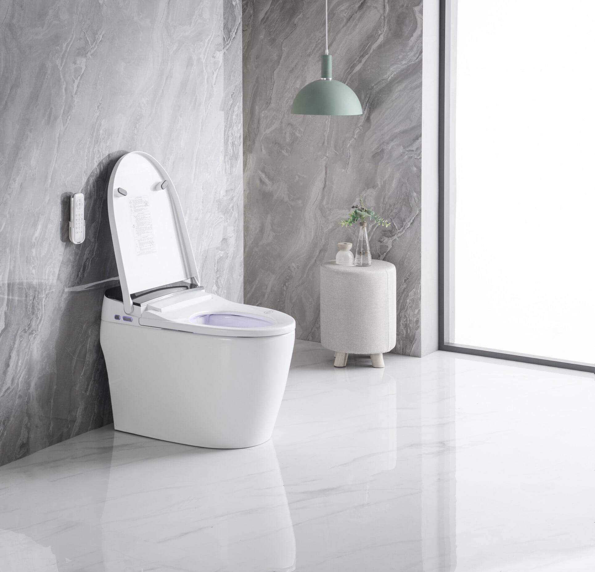 Elongated Smart Toilet with Heated Bidet Seat, Foot-Activated Auto Open ...