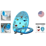 Jewel Shell Decorative Resin Toilet Seat with Seahorse Design, Chrome ...