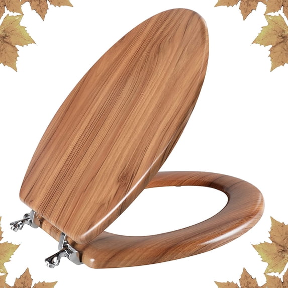 Elongated Toilet Seat Molded Wood Toilet Seat with Zinc Alloy Hinges ...