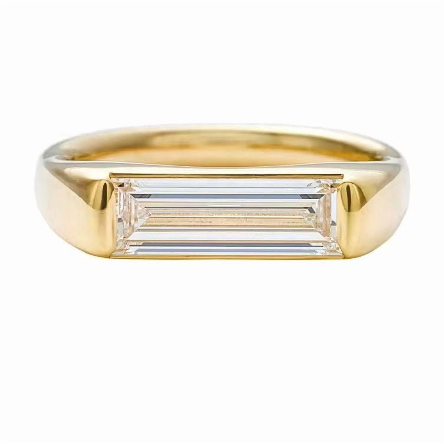 Elongated baguette Cut Moissanite (Lab Created) And bar Setting ...