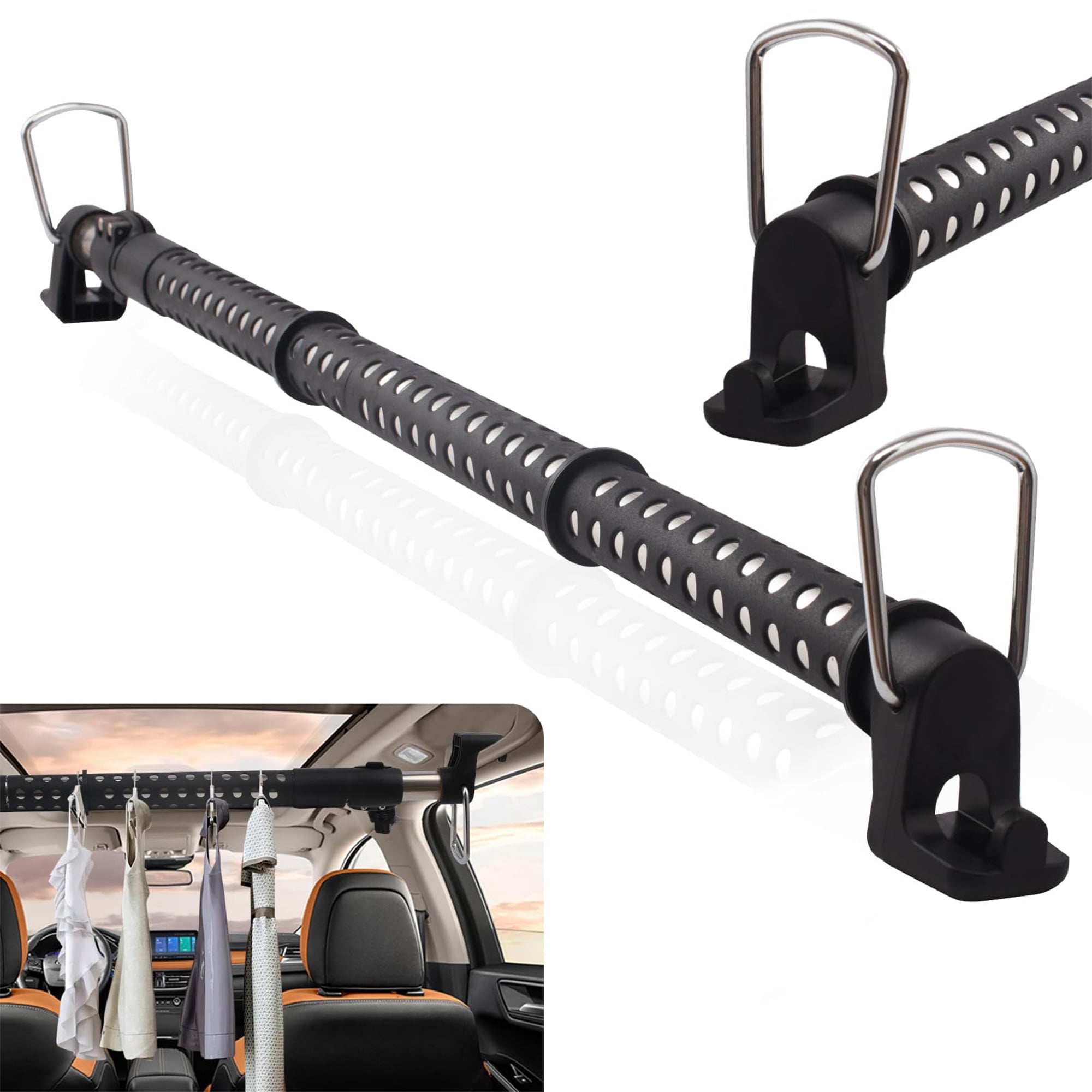 Adjustable Car Clothes Hanger Bar, 34-53.5 Inch Heavy-Duty Telescopic ...