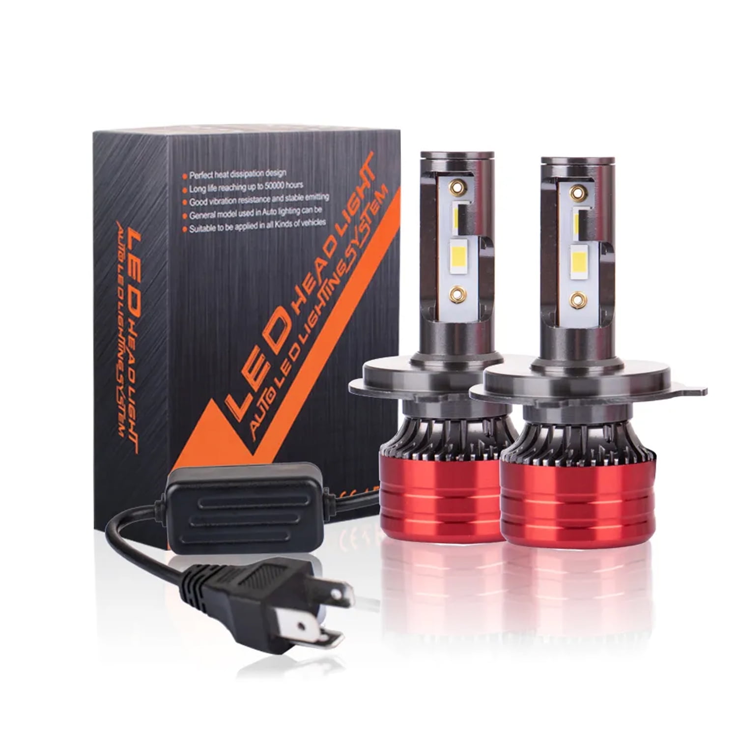 Elook H4 LED Headlight Bulbs, 300% Brighter 1:1 Low Beam High Beam ...