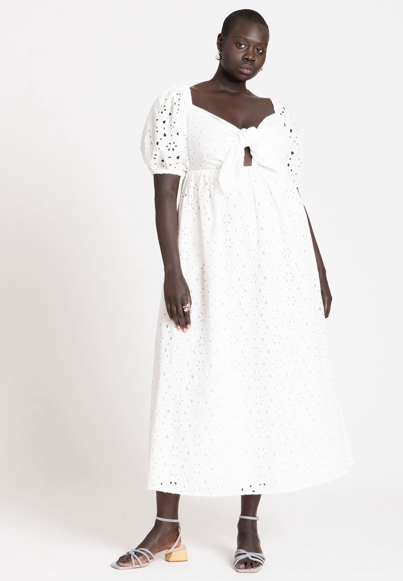 ELOQUII Women's Plus Size Eyelet Tie Front Maxi Dress - Walmart.com