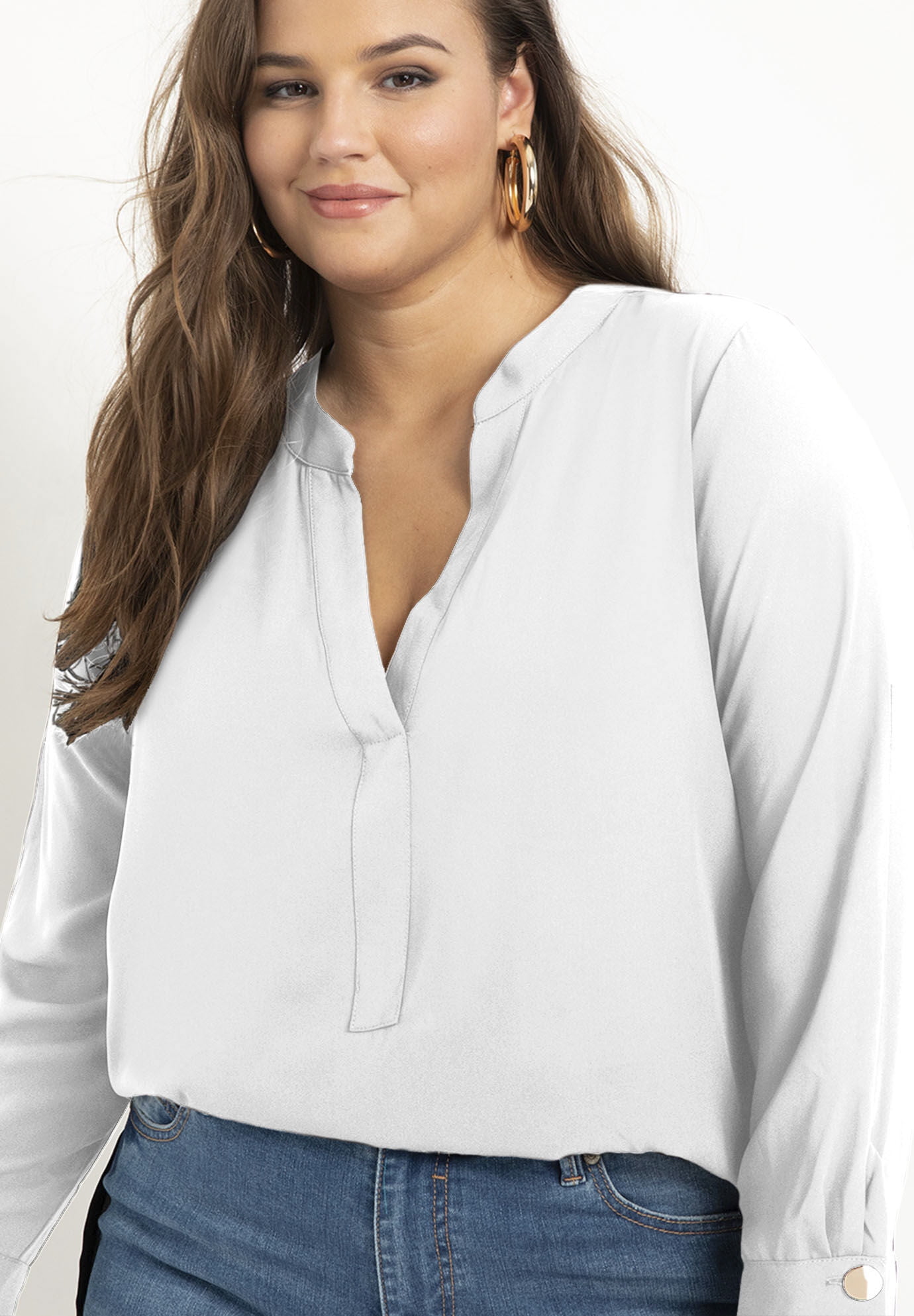 Eloquii Women's Plus Size Mandarin Collar Tunic - Walmart.com