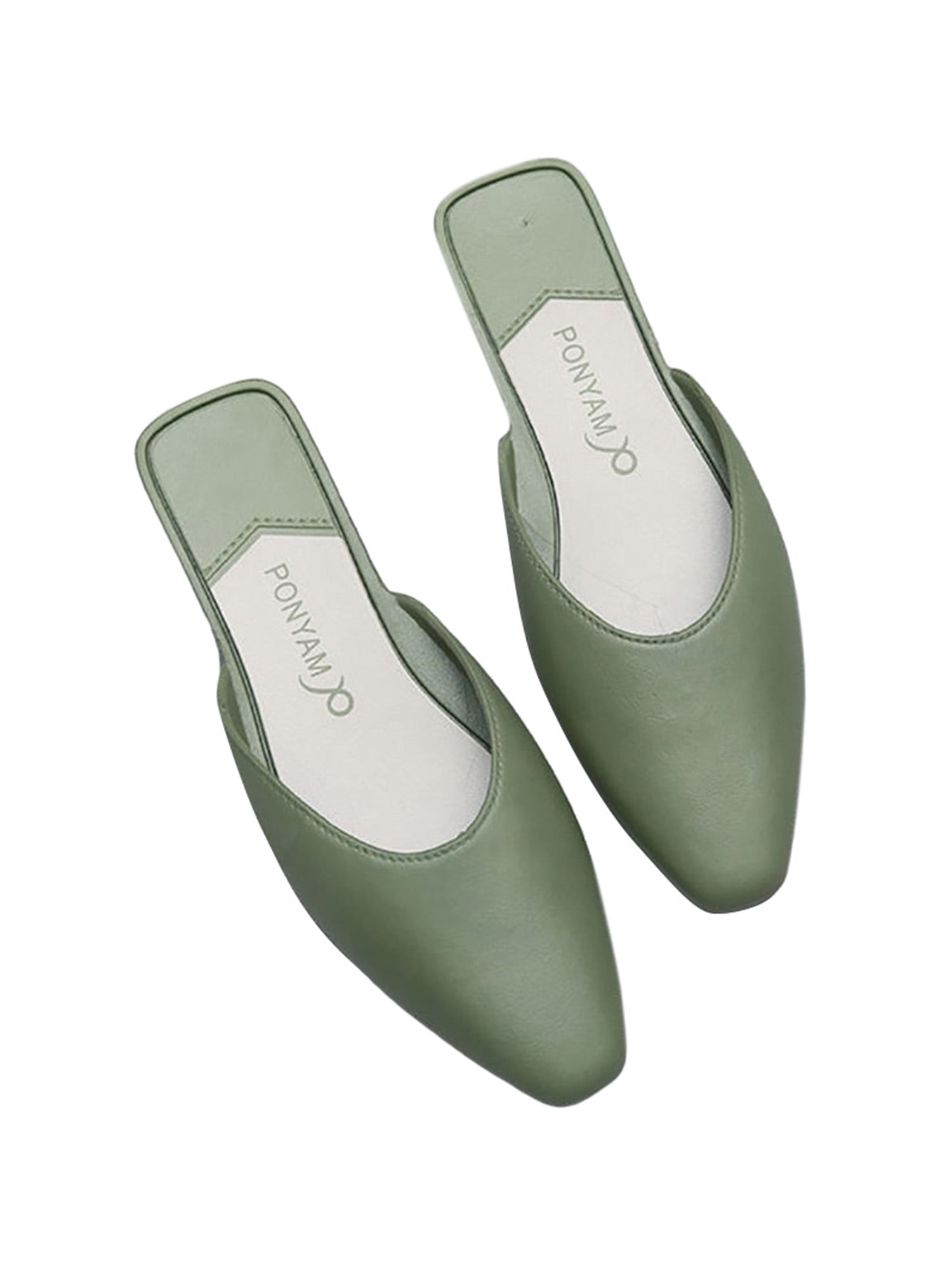 Eloshman Flat Mules Sandals for Women Closed Pointed Toe Slip on ...