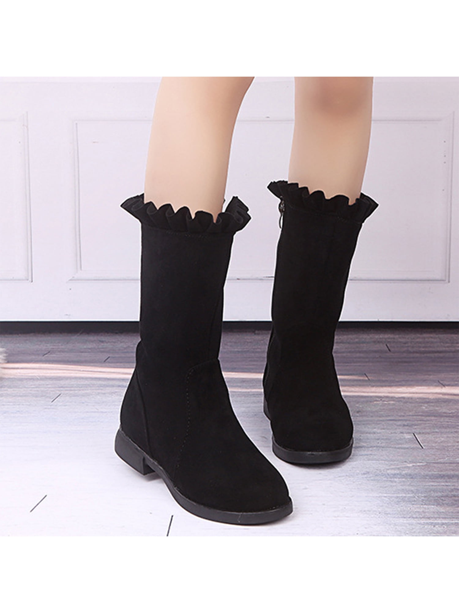 Eloshman Girls Kids Childrens Zip Up School Winter Mid Calf Boots ...