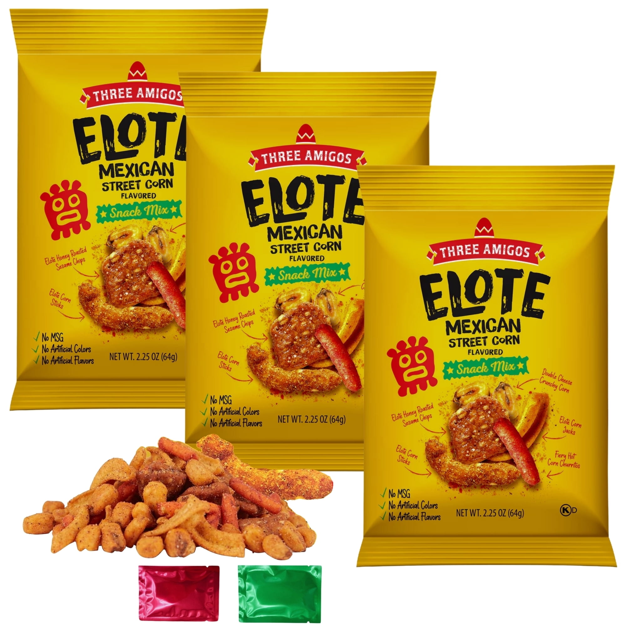 Elote Mexican Street Corn Snack Mix 3 Packs, Crunchy Tangy Hot Sweet ...