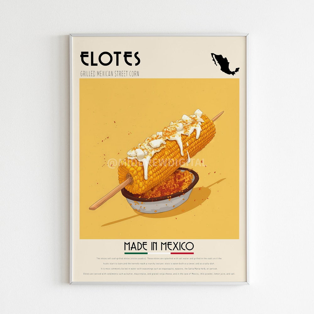 Elotes Poster, Mexico Street Food Print, Mexico Food, Kitchen Print ...
