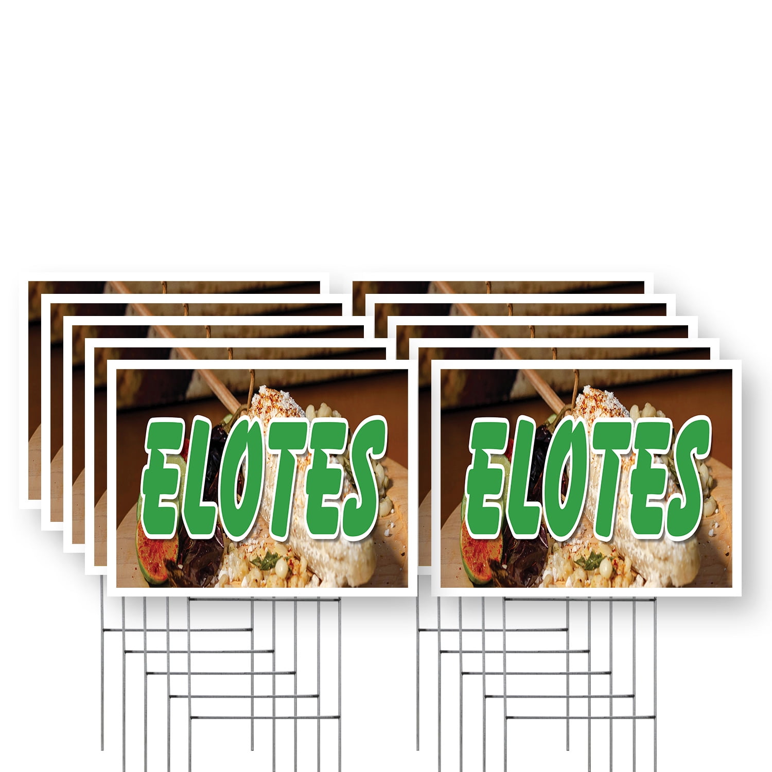Elotes Yard Sign 10 Pack of 12 Inch x 16 Inch Double Sided Weatherproof ...