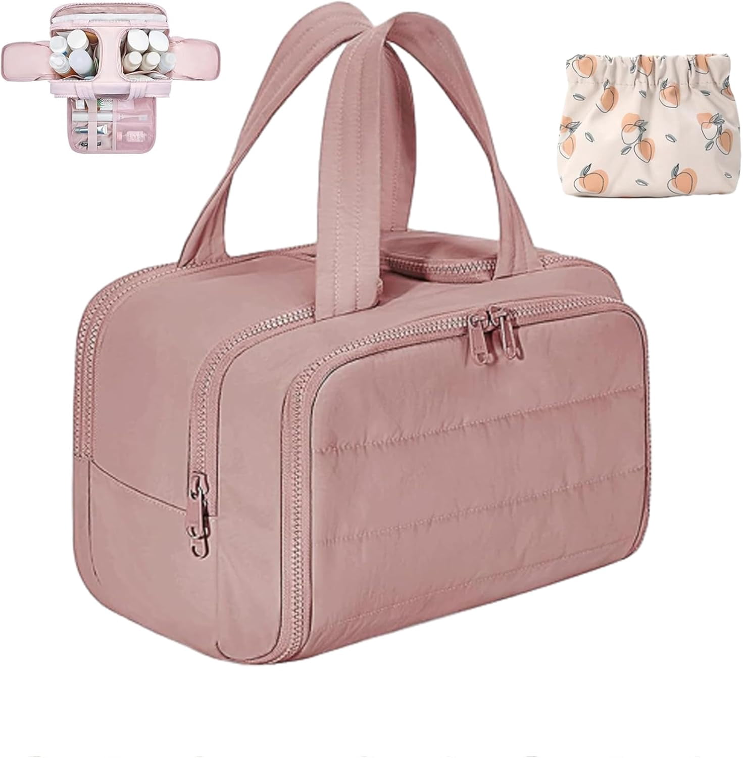 Elouva Toiletry Bag, Large Capacity Wide-Open Travel Makeup Bag, 4-in-1 ...