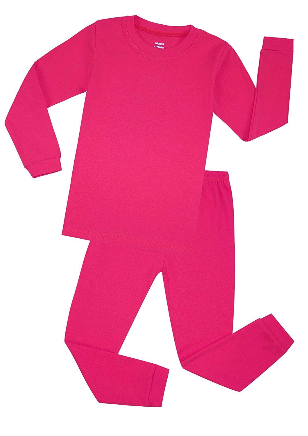 Elowel Boys Girls Hot Pink Solid 2 Piece Pajama Set 100% Cotton Size 12 ...