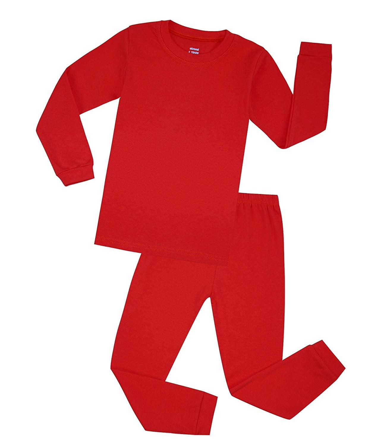 Elowel Boys Girls Red Solid 2 Piece Pajama Set 100% Cotton Size 12 M ...