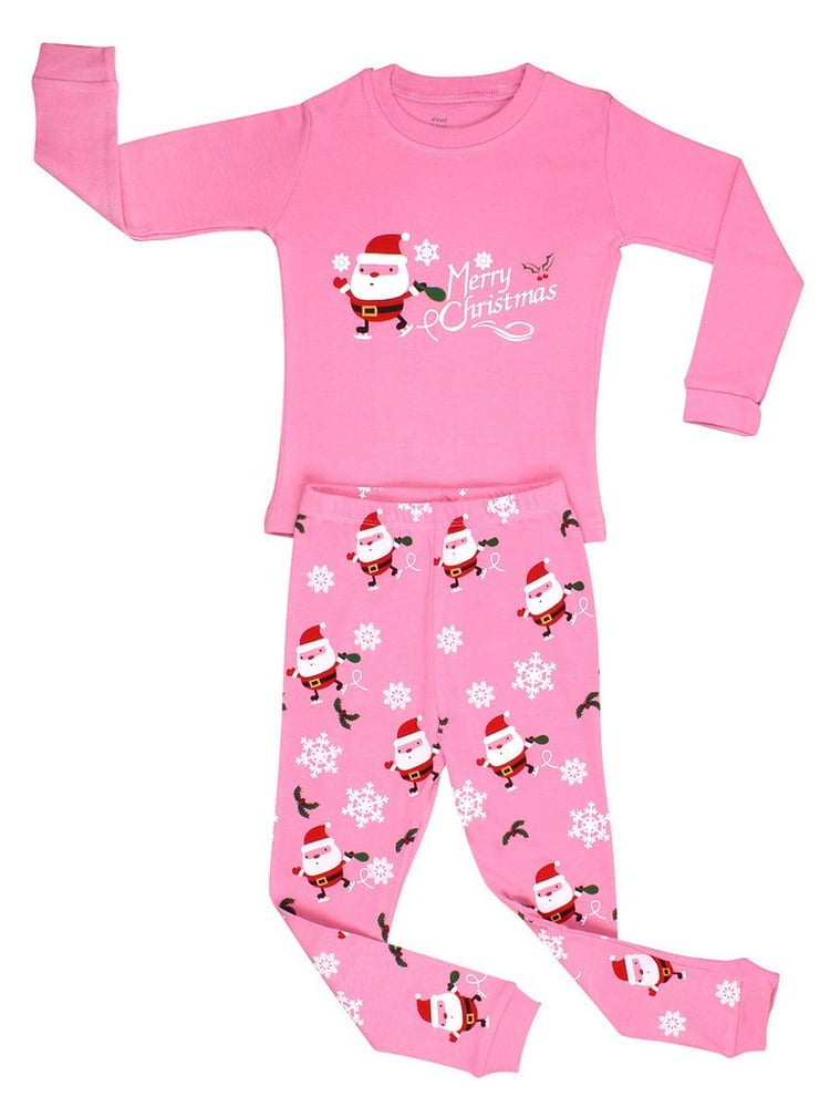 Elowel Girl's Pink Santa 2-Piece Pajama Gift Set - Walmart.com