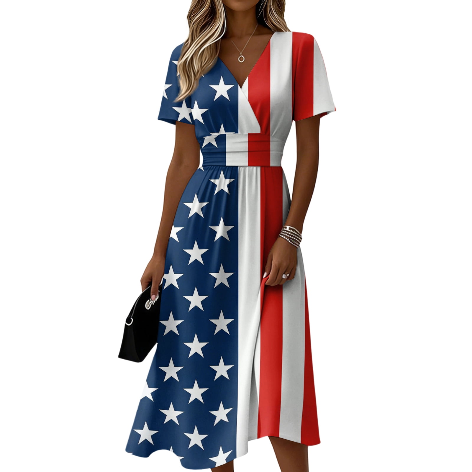 Elowen American 250th Anniversary Dresses For Women V-neck Fit & Flare ...