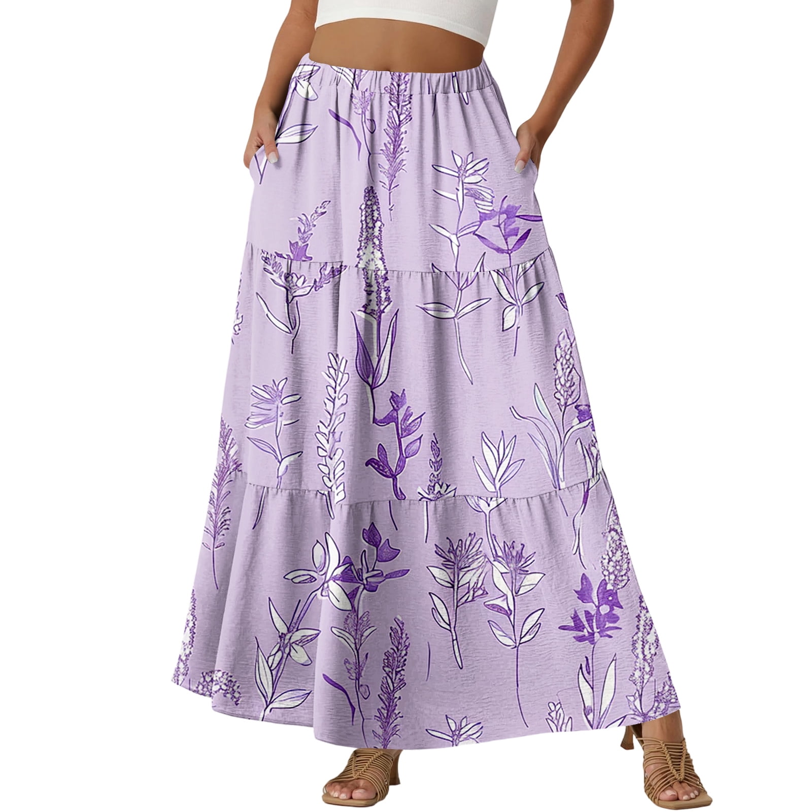Elowen Casual High Waist Drawstring Skirts for Women A-line Sundress ...