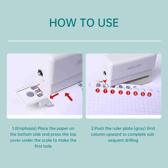 Elowen Office paper punch 6 Hole Paper Punch Mini Portable Puncher 3 ...
