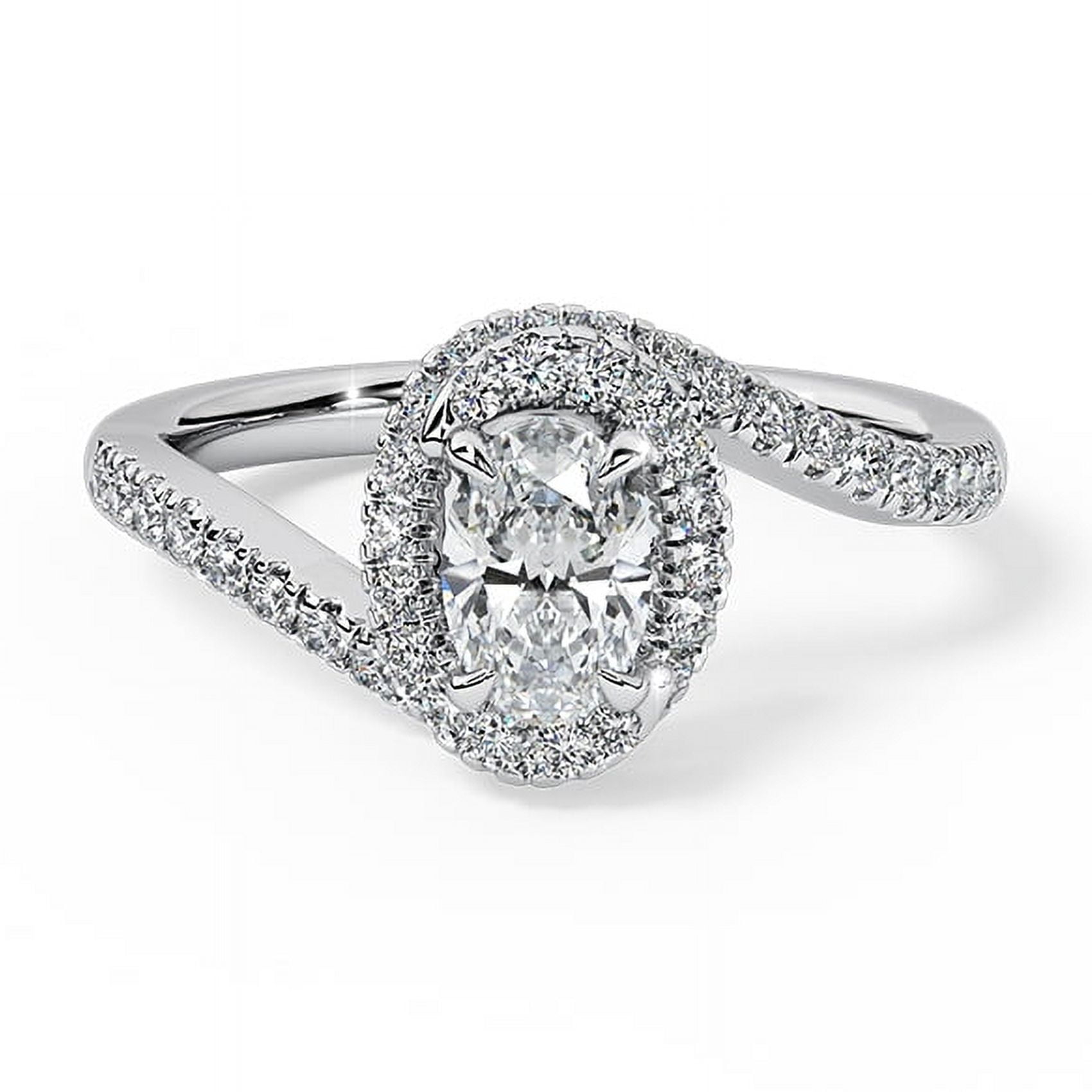 Eloya Jewel 1.4 Ct Oval Cut Diamond Engagement Ring - 14K White Gold ...